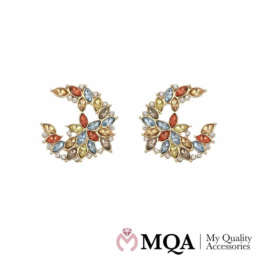 Øredobber med blomst og glass-sten